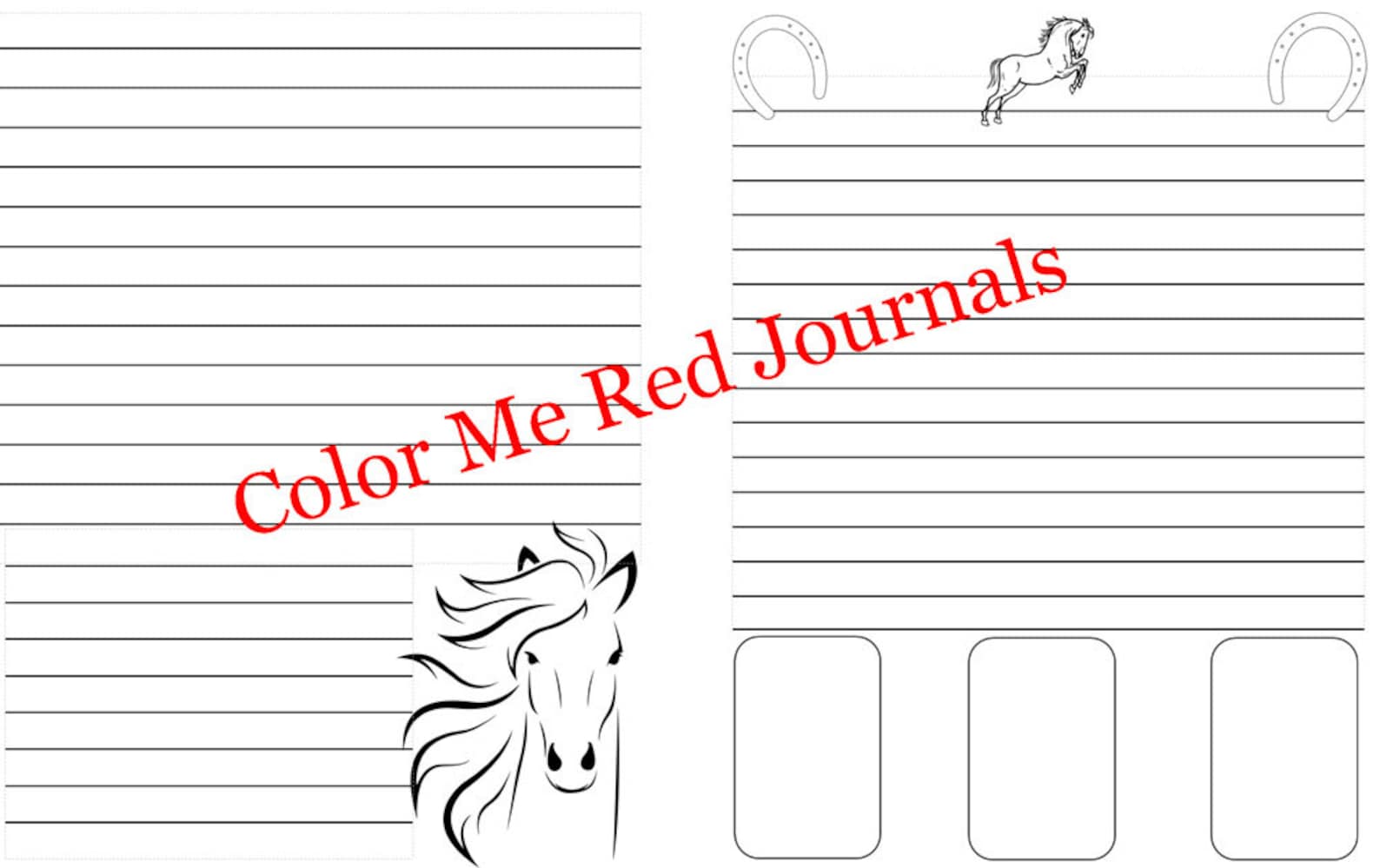 Horse Lined Journal Pages – Printable Horse-themed Writing & Coloring ...