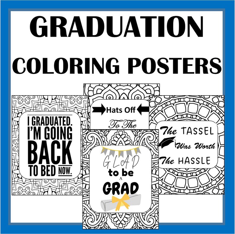 Graduation Posters -grad Party Posters - Coloring Wall Decoration for ...