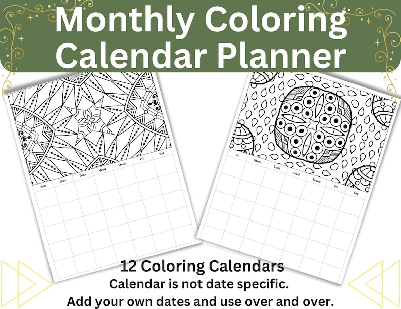 Monthly Coloring Planner: Goal Setting & Reflections (undated) - Etsy
