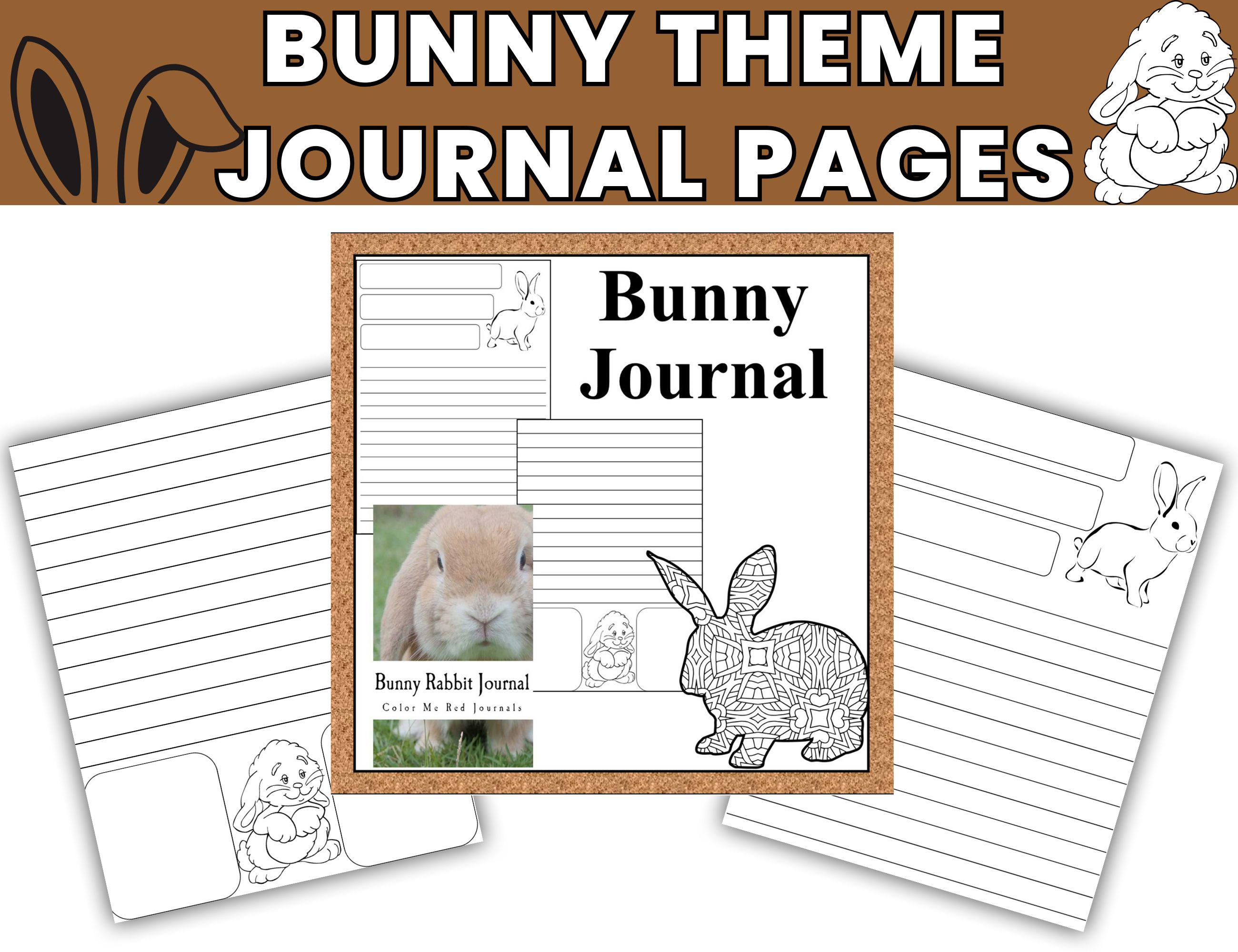 Bunny Journal Printable Set: Rabbit Coloring Page, Lined Writing Paper ...