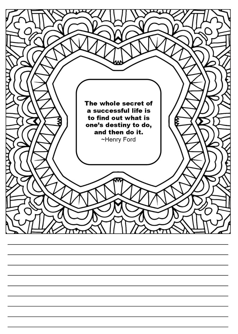 Motivating Quotes Mandala Squares Zentangle Coloring Book Lined Journal ...
