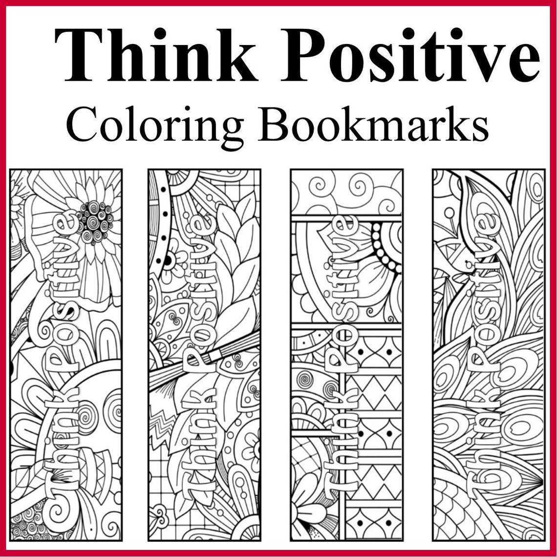 50 Think Positive Coloring Bookmarks Positive Affirmations | Etsy