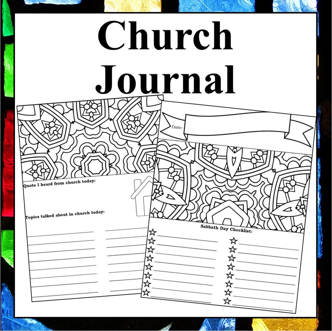 Church Sunday Journal – Christian Coloring & Reflection Journal for ...