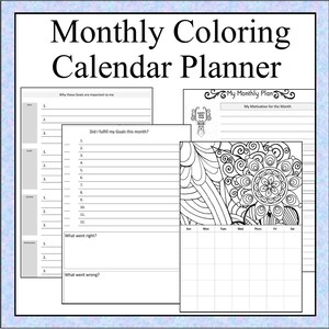 Monthly Coloring Planner Goal Setting, Monthly Evaluating and Coloring ...