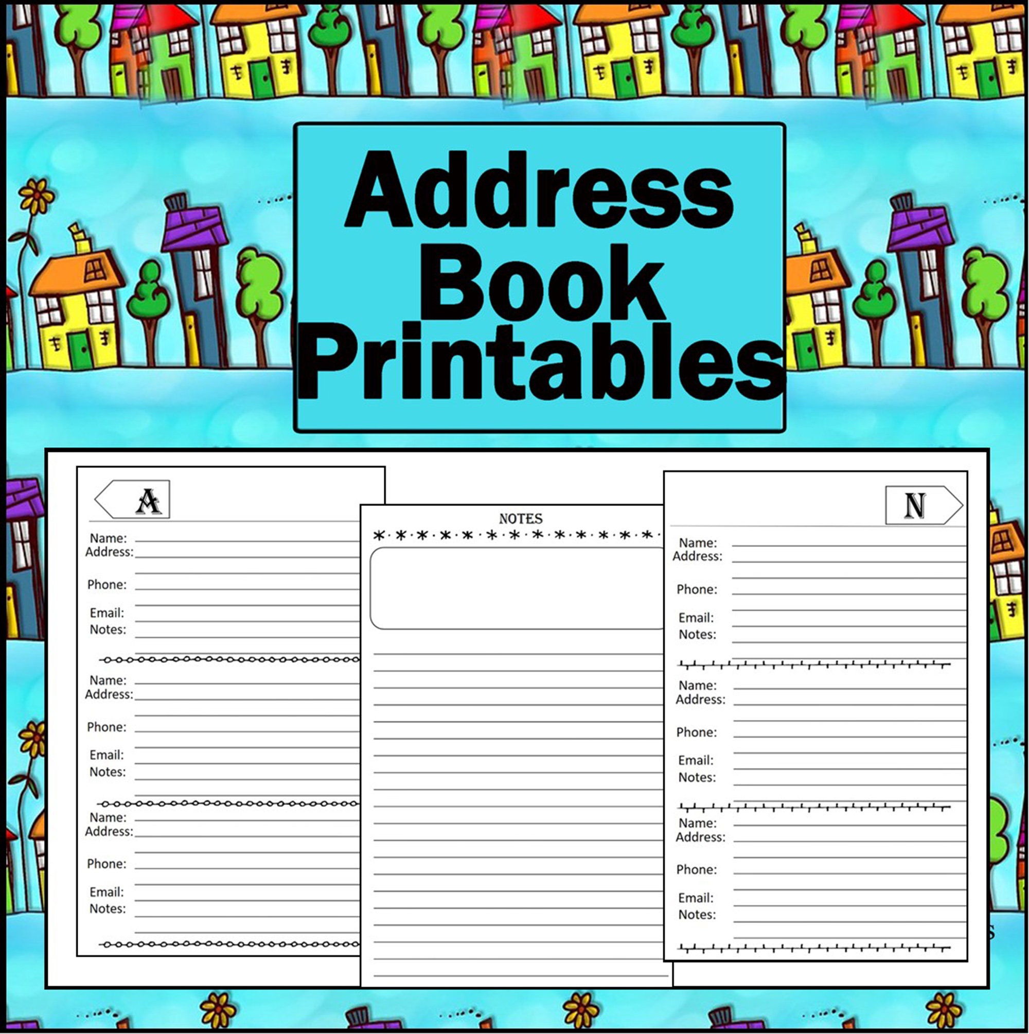 Contact Address Book Organizer, Address Book Printables, A-Z Contact ...