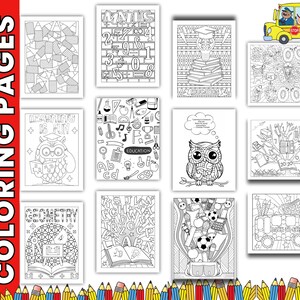 School Theme Coloring Pages – 16 Detailed Educational Theme Designs - Etsy