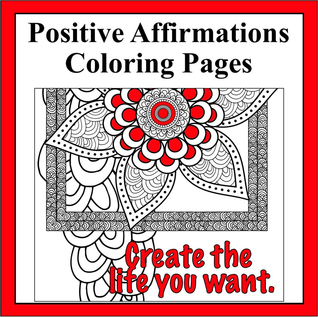 Positive Affirmations Coloring Book 25 Coloring Pages With Motivating ...