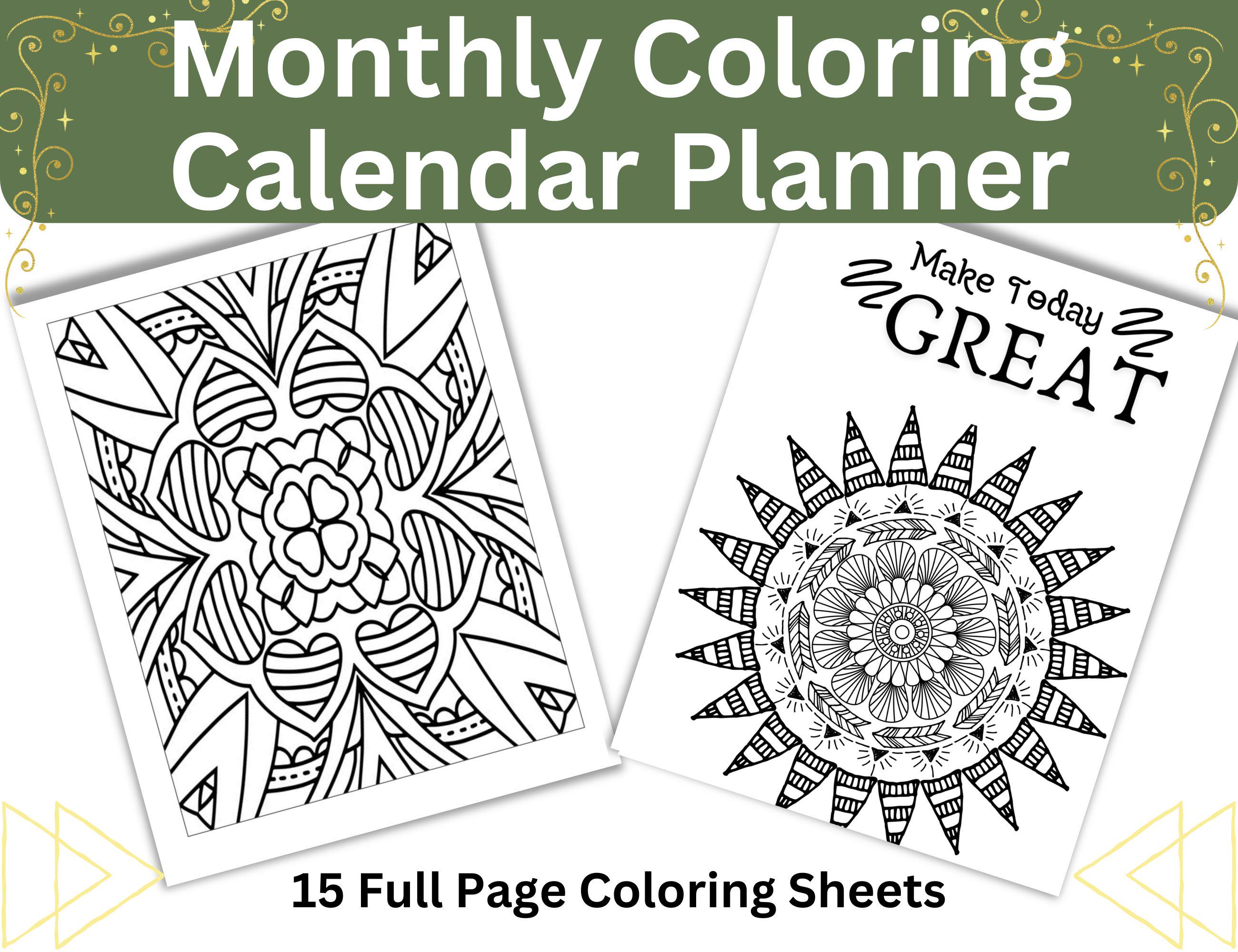 Monthly Coloring Planner: Goal Setting & Reflections (undated) - Etsy