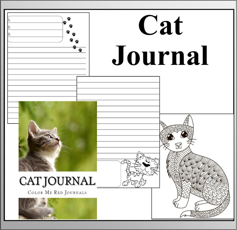 Cat Lined Journal Pages Cat Theme for Note Taking Bullet - Etsy