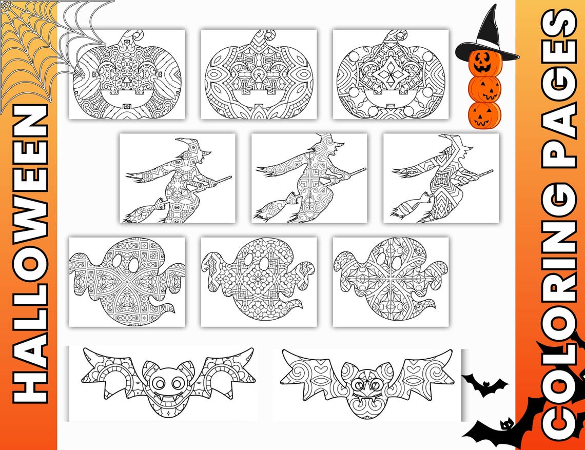 Halloween Coloring Book- Pumpkins, Bats, Ghosts and Witches Halloween ...