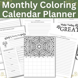 Monthly Coloring Planner: Goal Setting & Reflections (undated) - Etsy
