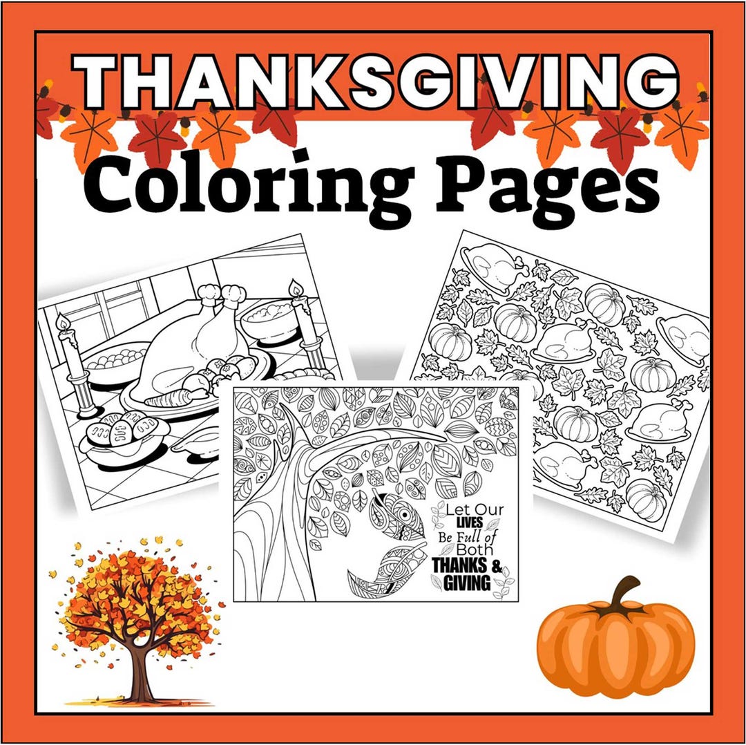 Thanksgiving & Gratitude Coloring Pages – 7 Full-page Fall-themed ...