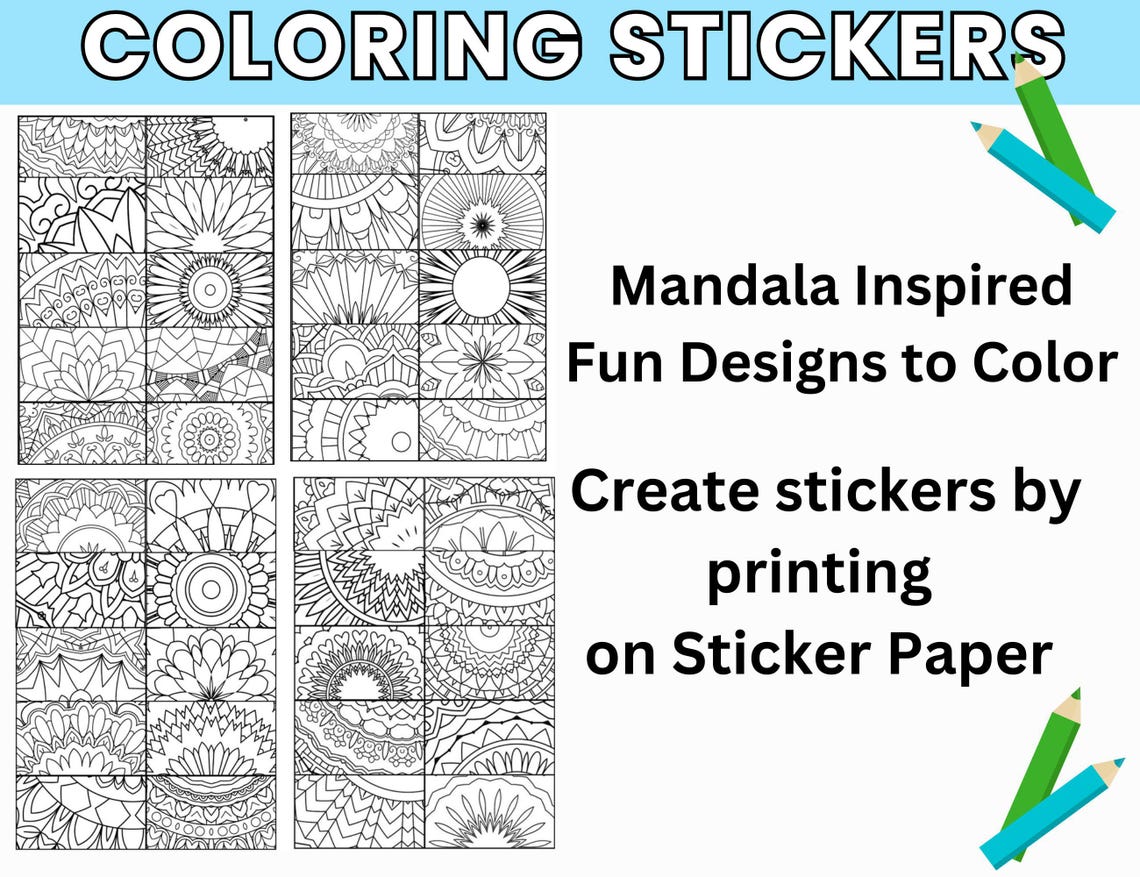 Printable Coloring Stickers – Mandala-inspired Designs to Color- 40 ...