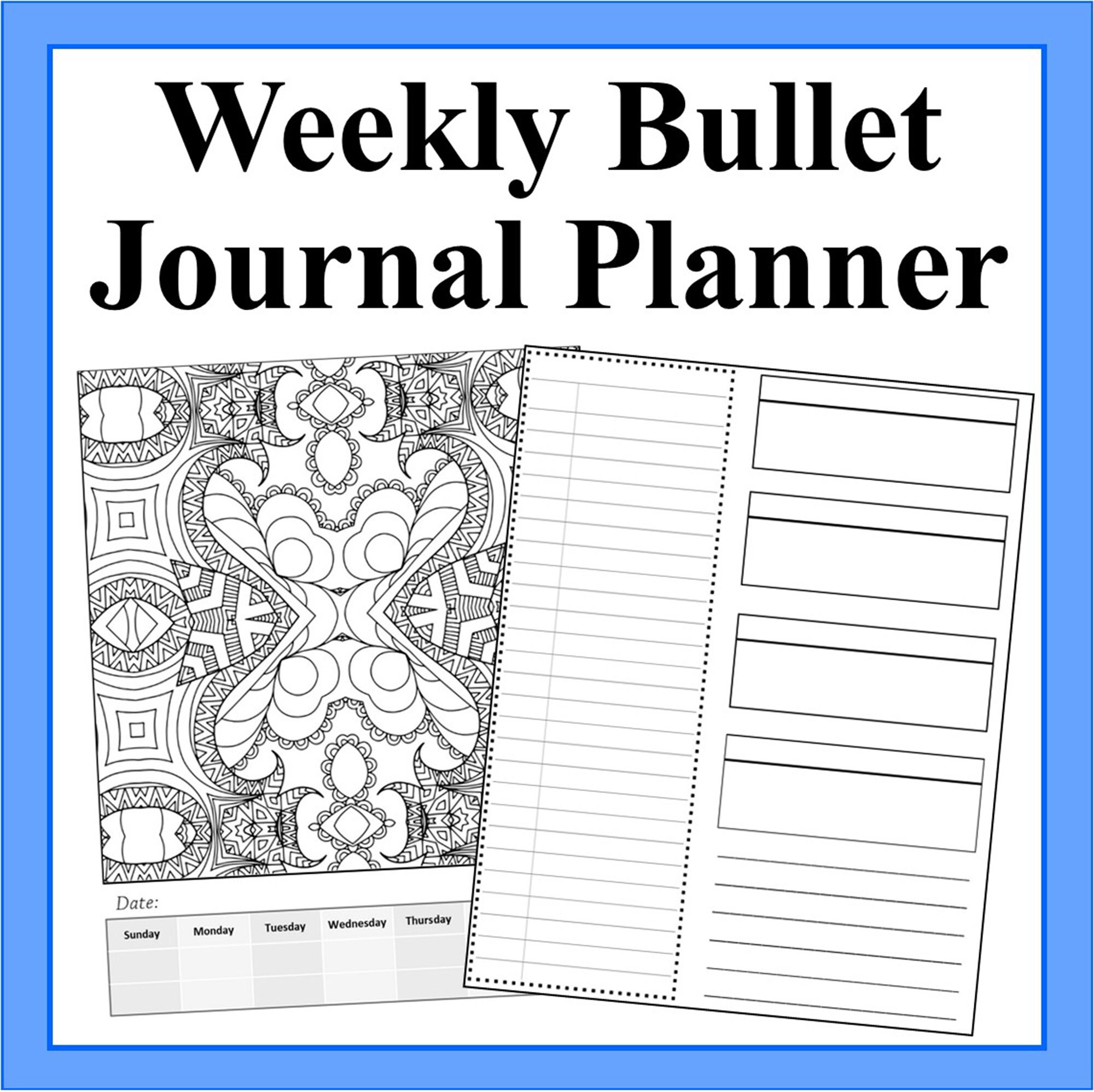 Weekly Planner Coloring and Journaling Binder: Weekly Goal - Etsy