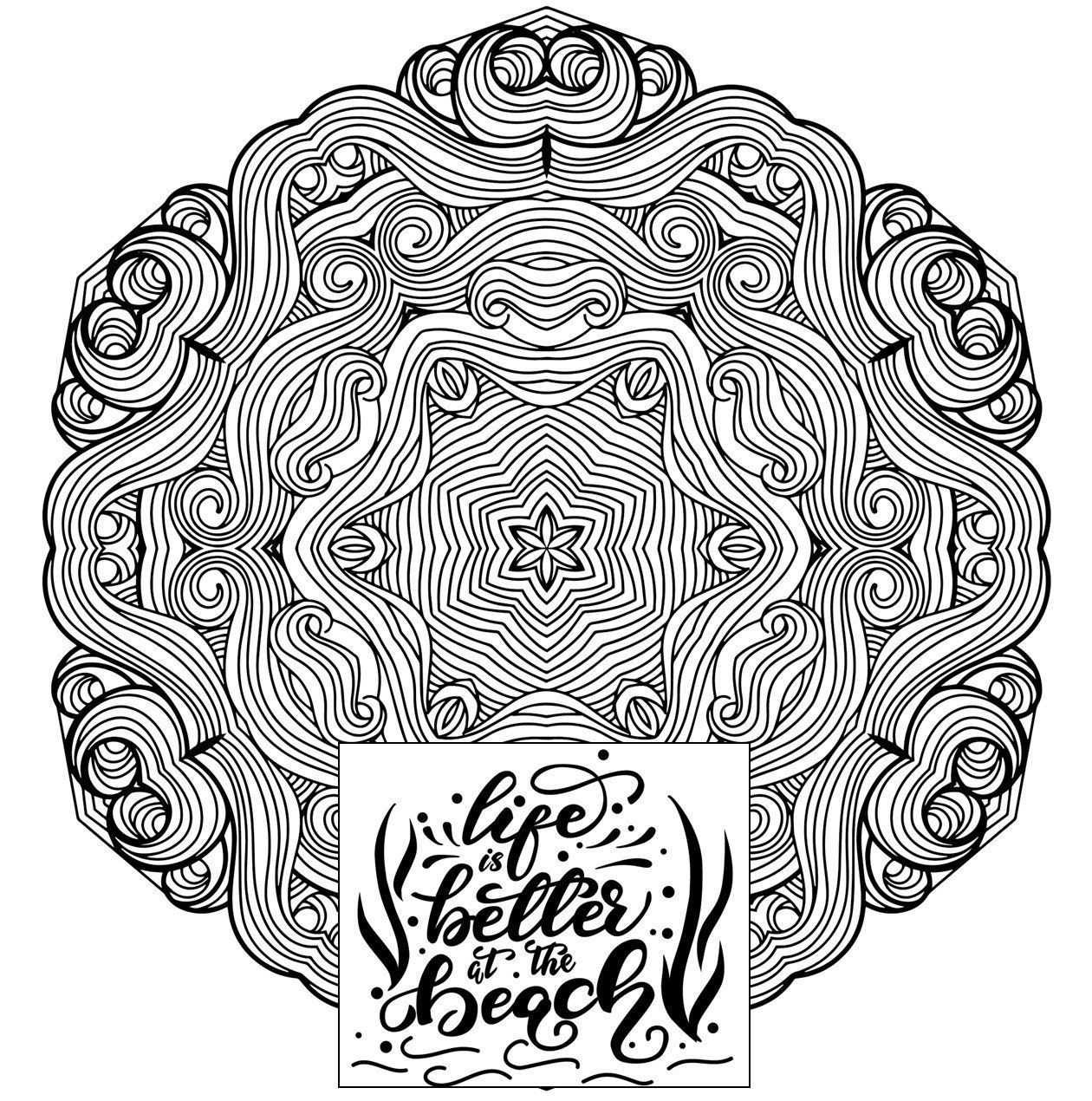 Ocean Theme Mandala and Designs Coloring Book 50 Ocean Theme Coloring ...