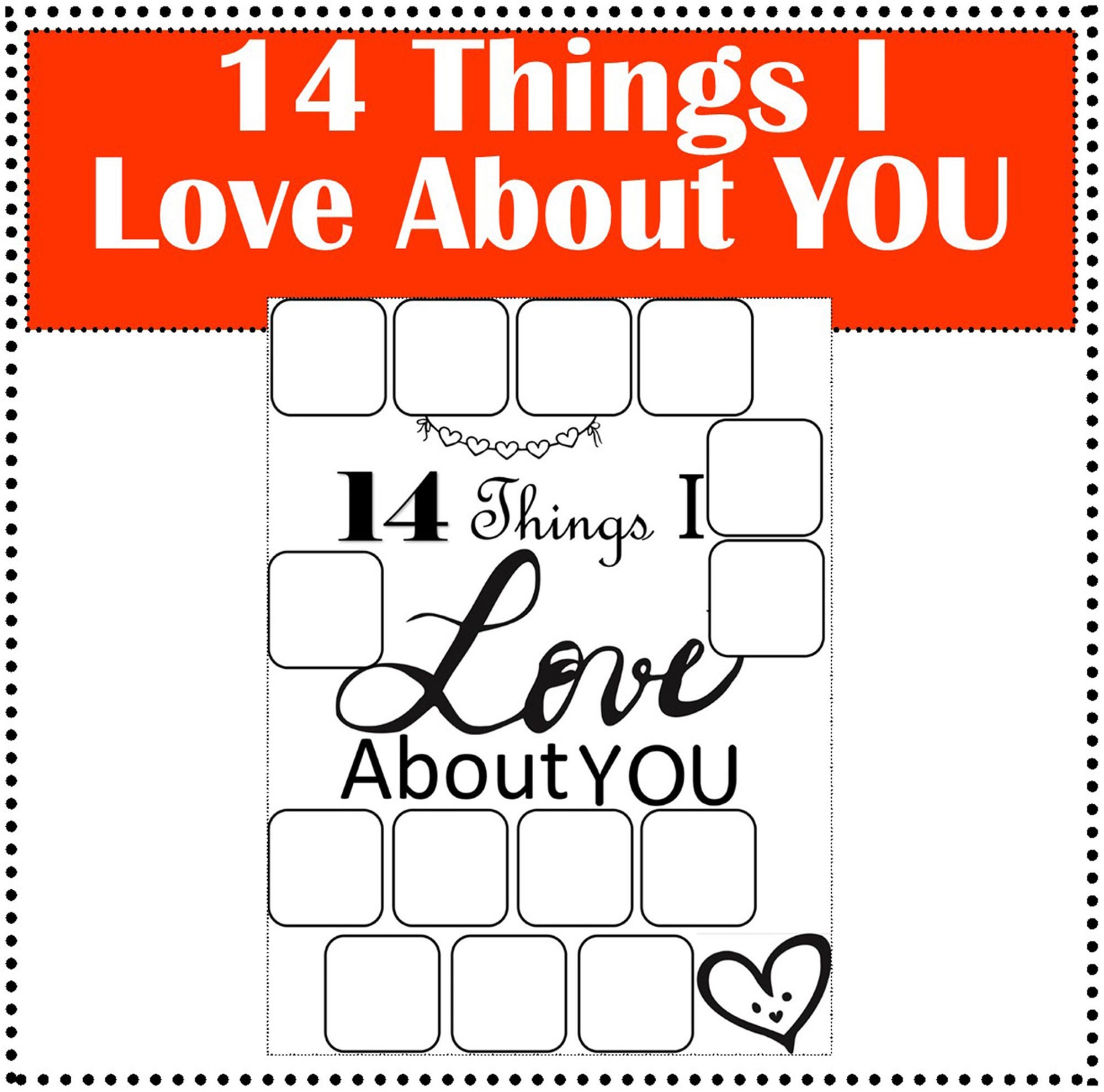 14 Things I Love About You Gift List Why I Love You Card Birthday ...
