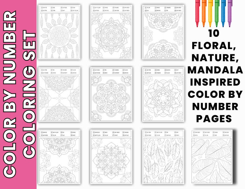 Color by Number Coloring Pages- Anti Stress Fun Coloring Activity With ...