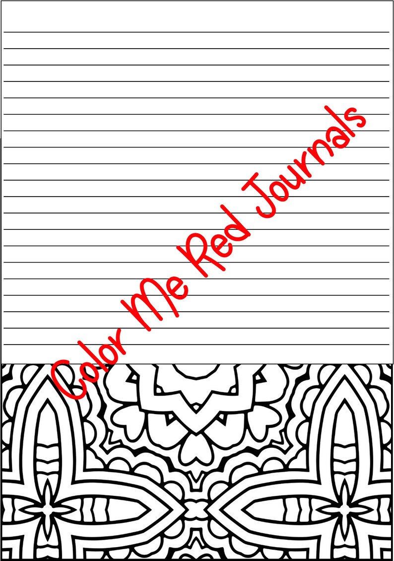 Coloring Journal: Lined Journal Pages With Coloring Images for Stress ...