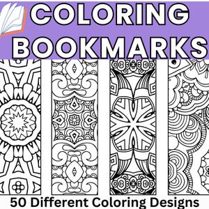 50 Coloring Bookmarks- Color Your Own Bookmarks, Color Therapy With 50 ...