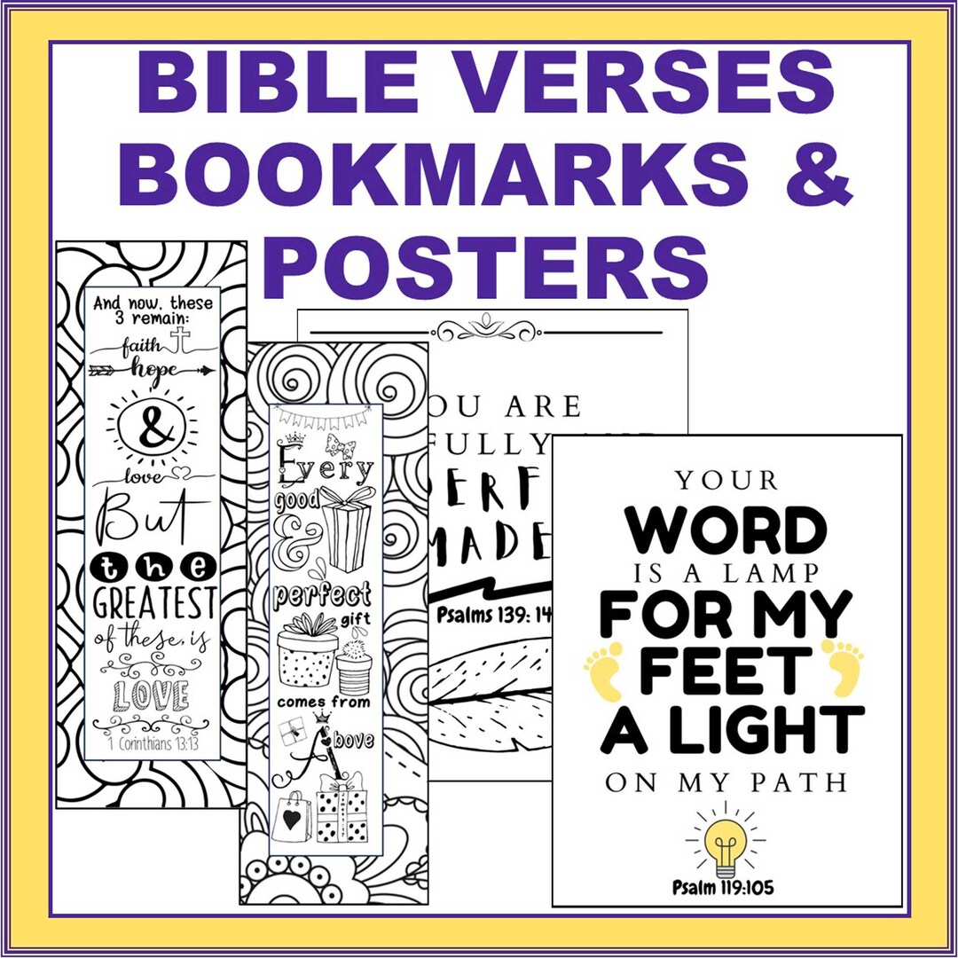 Bible Verses Word Art Bookmarks and Posters, Bible Verses Handouts, 20 ...