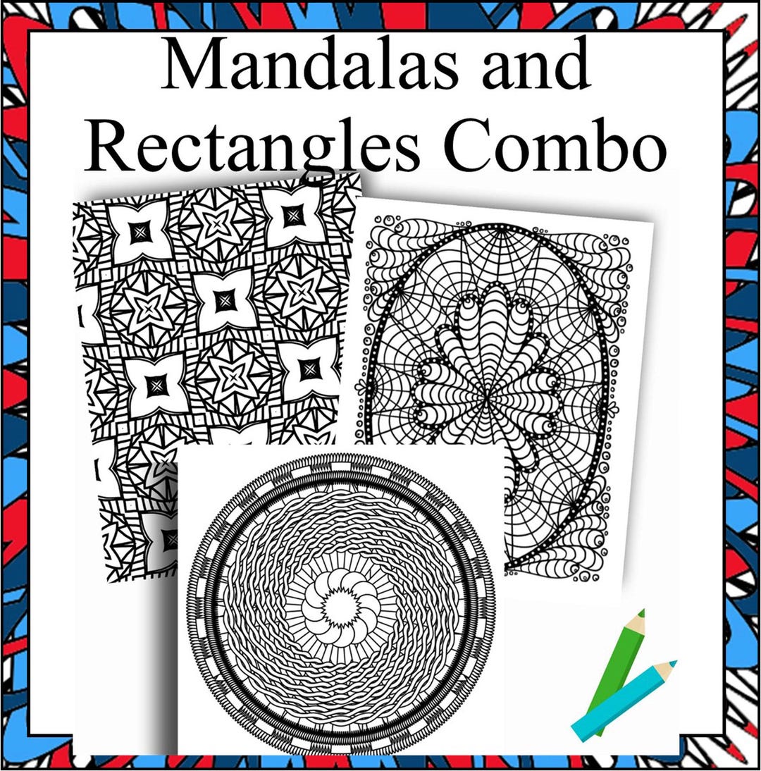 Mandala and Rectangle Pattern Coloring Pages for Coloring Projects, Art ...