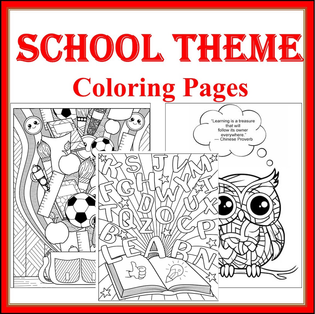 School Theme Coloring Pages – 16 Detailed Educational Theme Designs - Etsy