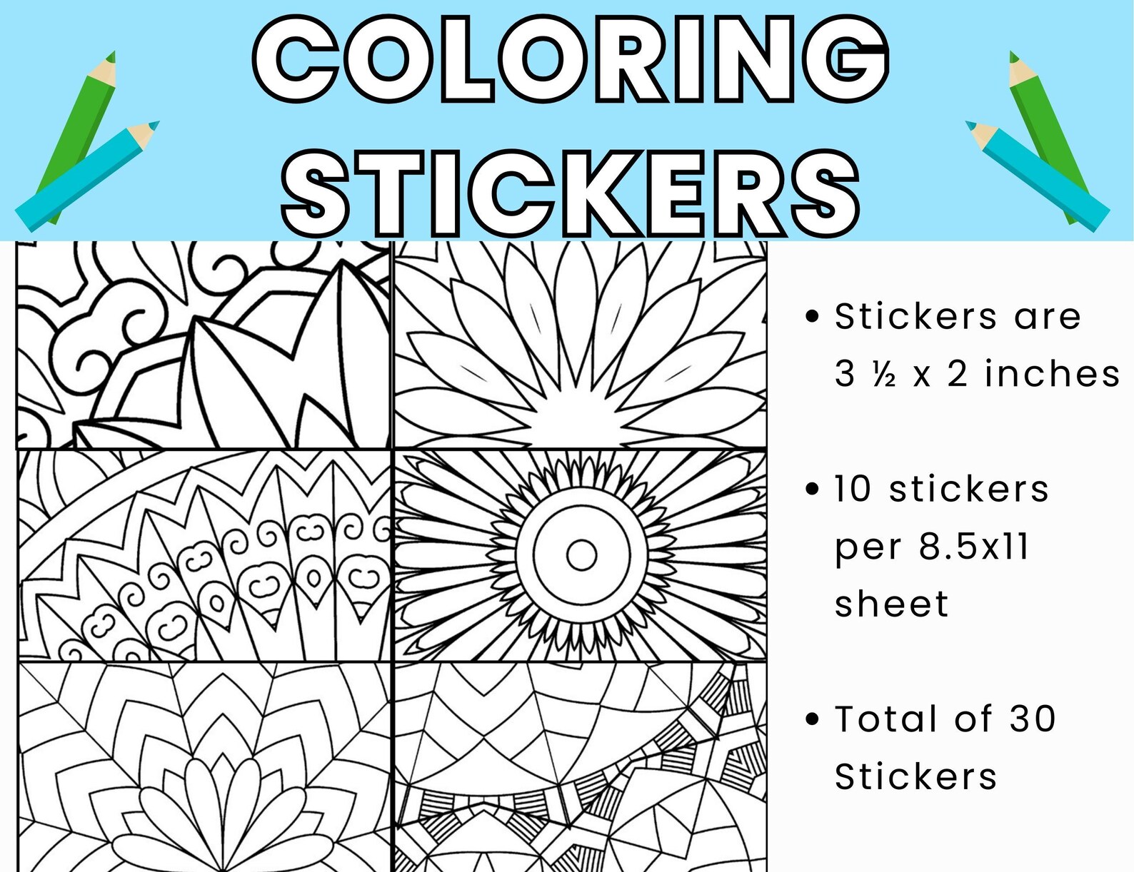 Printable Coloring Stickers Mandala Inspired Fun Designs To Color-print
