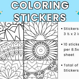 Printable Coloring Stickers mandala Inspired Fun Designs to Color-print ...