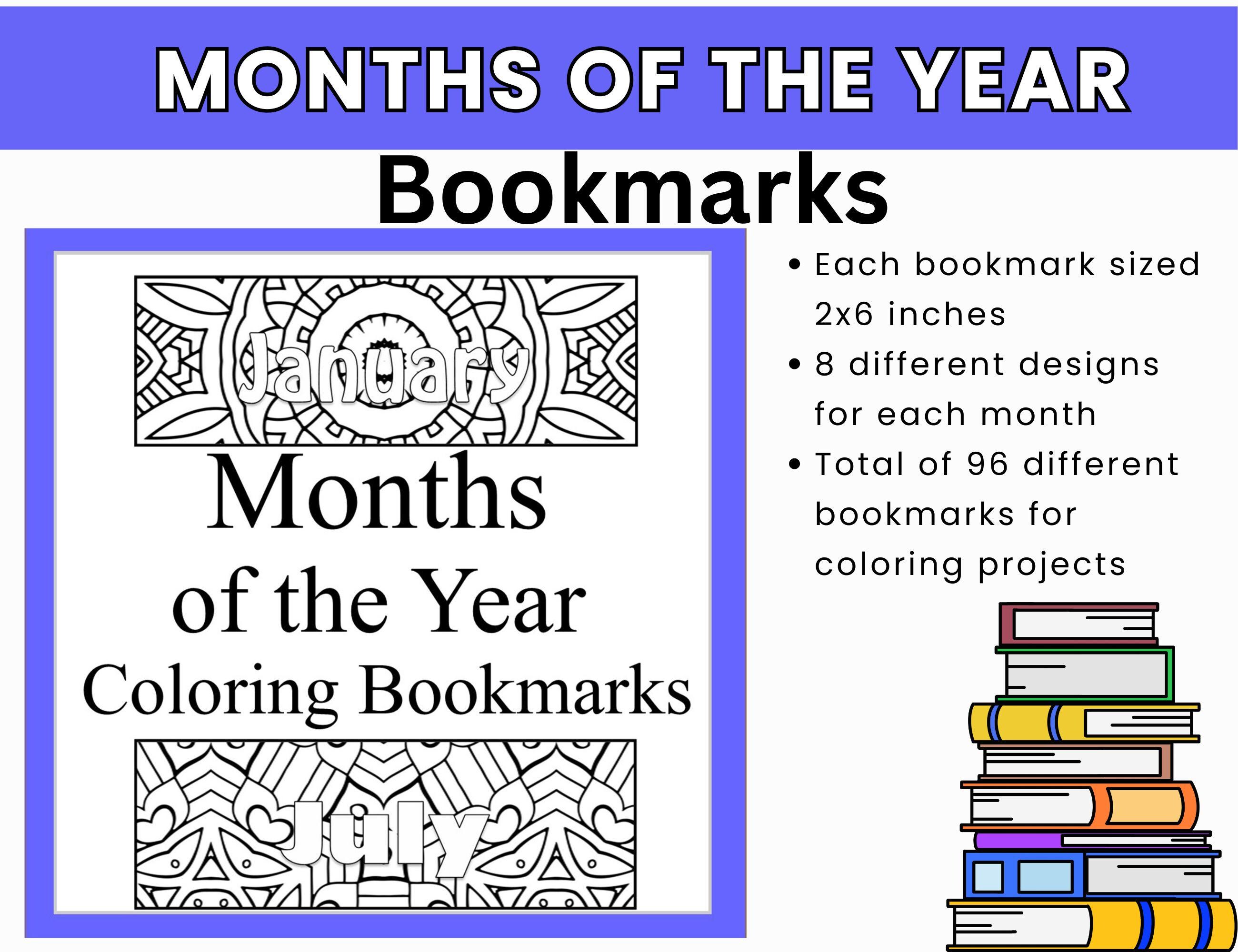 Months of the Year Coloring Bookmarks – 96 Printable Designs-8 ...
