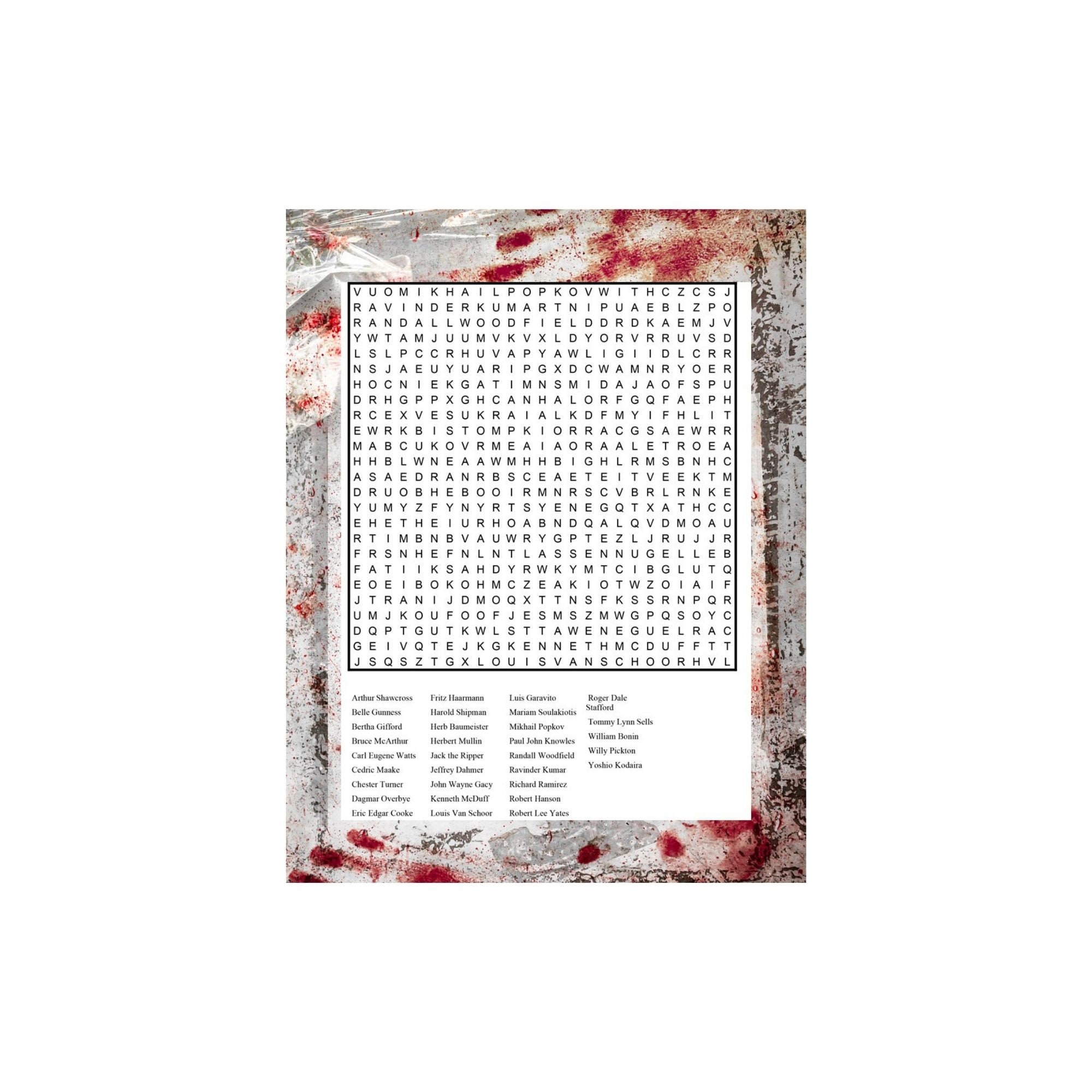 3 Unique Infamous Serial Killer Word Searches Adult Macabre Horror ...