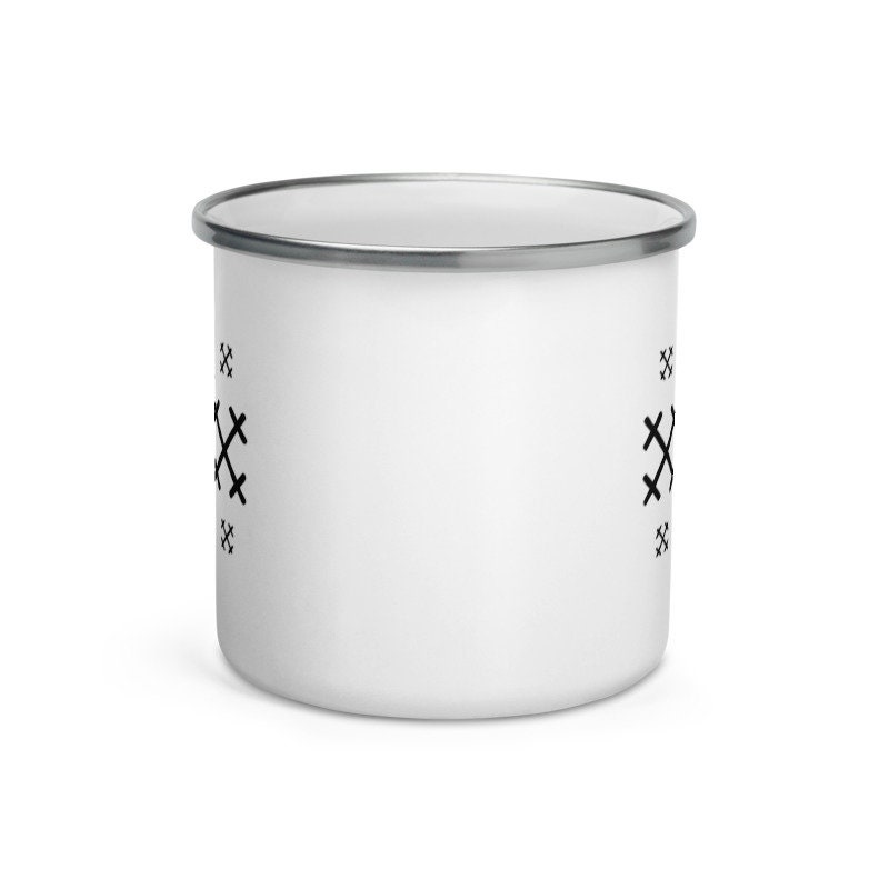 Latvian Traditional Symbol Camping Mug Maras Krusts, White Enamel Mug ...