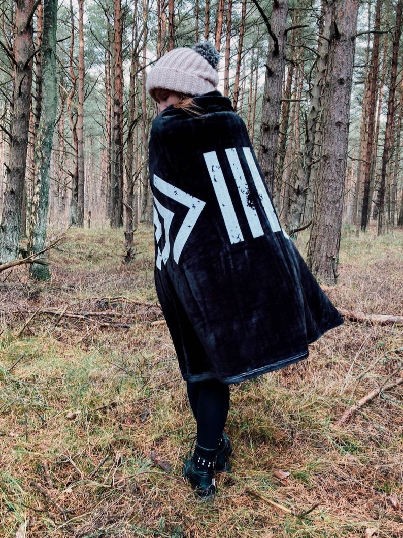 Black Ethnographic Latvian Throw Blanket LAIMAS SLOTIŅA, Traditional ...