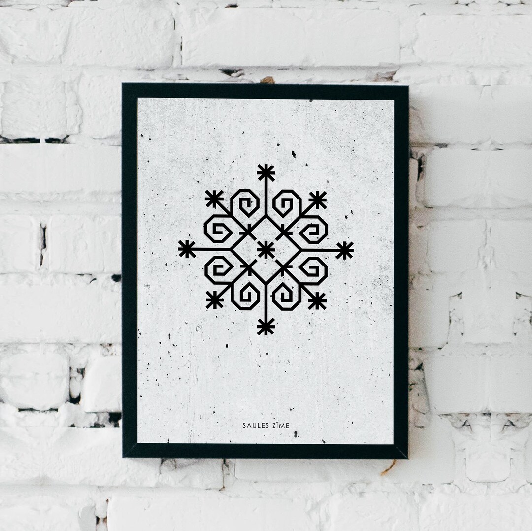 SAULES ZIME Ancient Latvian Sun Symbol Poster With Concrete Look ...