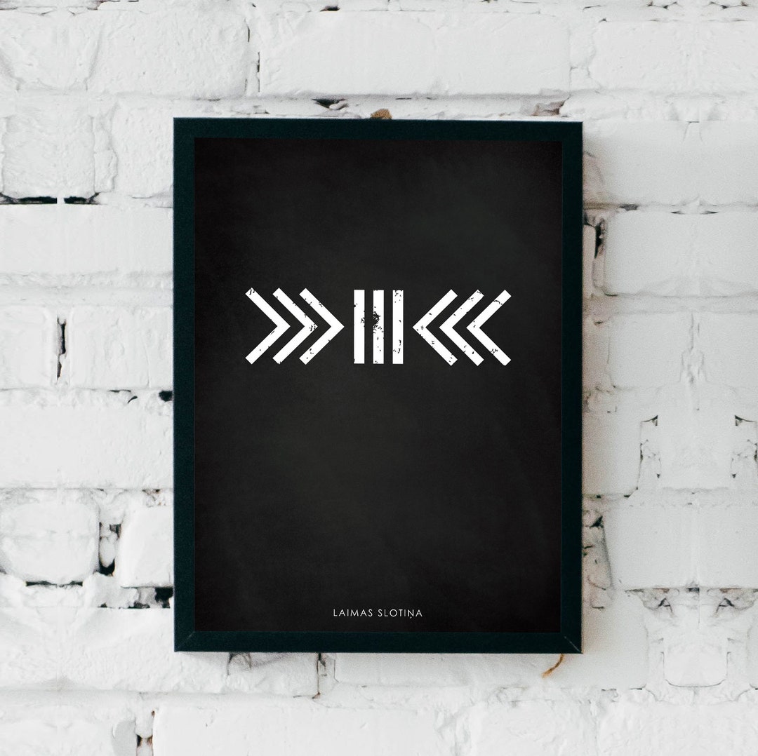 LAIMAS SLOTIŅA (skujina) Latvju Zīmes Plakāts - Latvian Baltic Signs ...