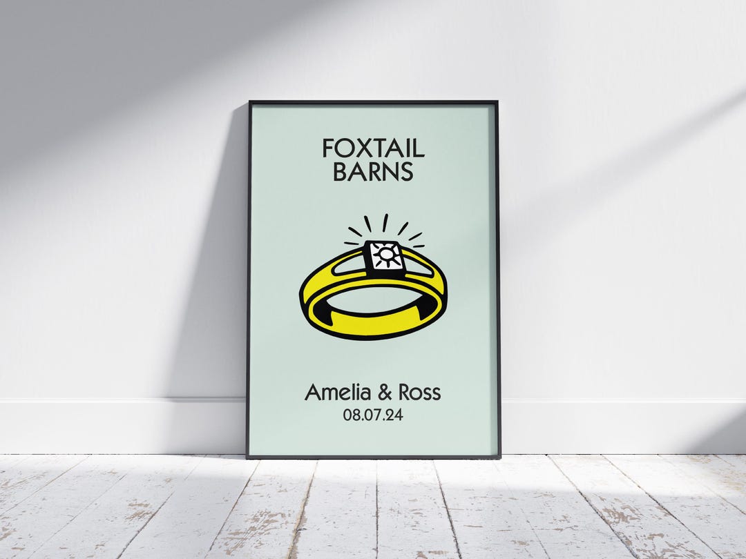 Monopoly Personalised Wedding or Engagement Print, Quirky Home Decor ...