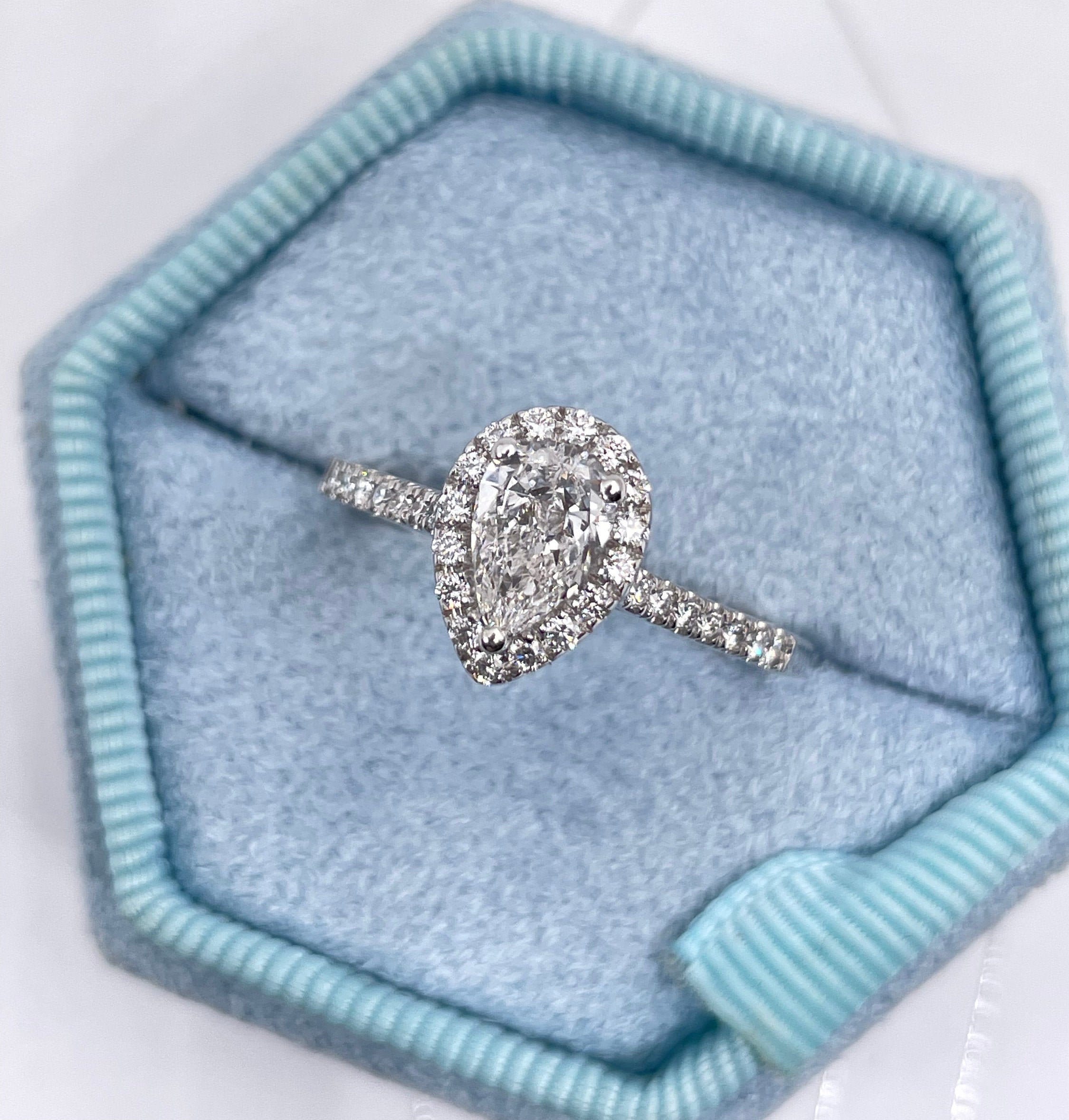 1.30 Carat Pear shape Lab Grown Diamond Engagement Ring 14k | Etsy