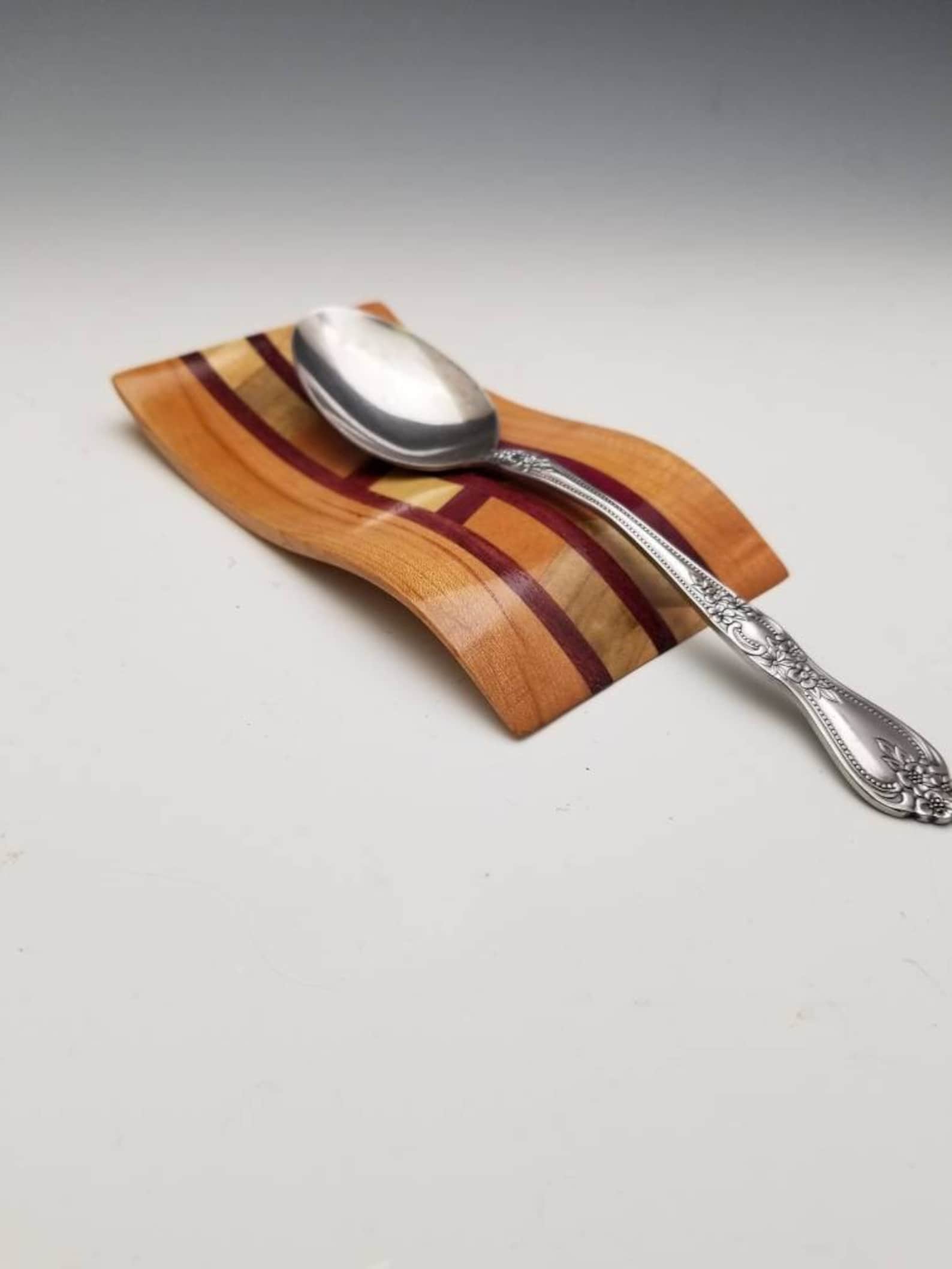 Beautiful handcrafted spoon rest Cherryinlaid with various | Etsy