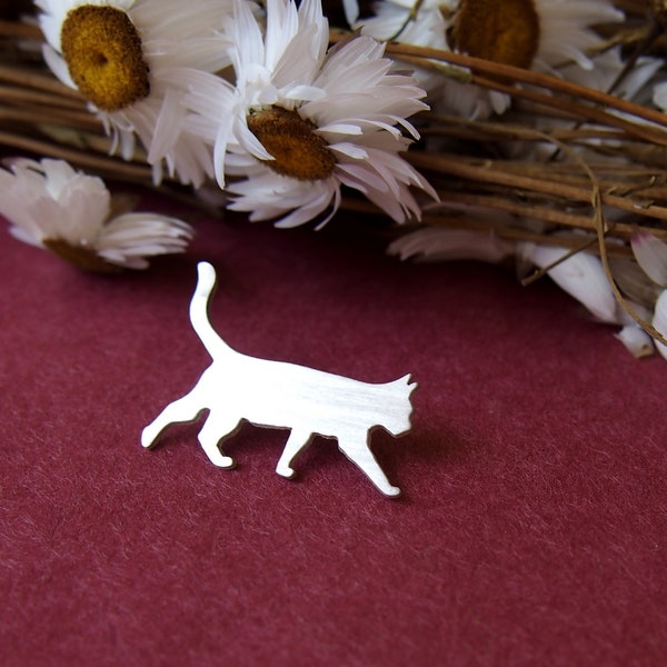 Sterling Cat Pin - Etsy