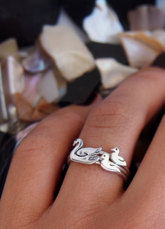 Swang.Duckling.Sterling silver ring.Duck.Gift for | Etsy