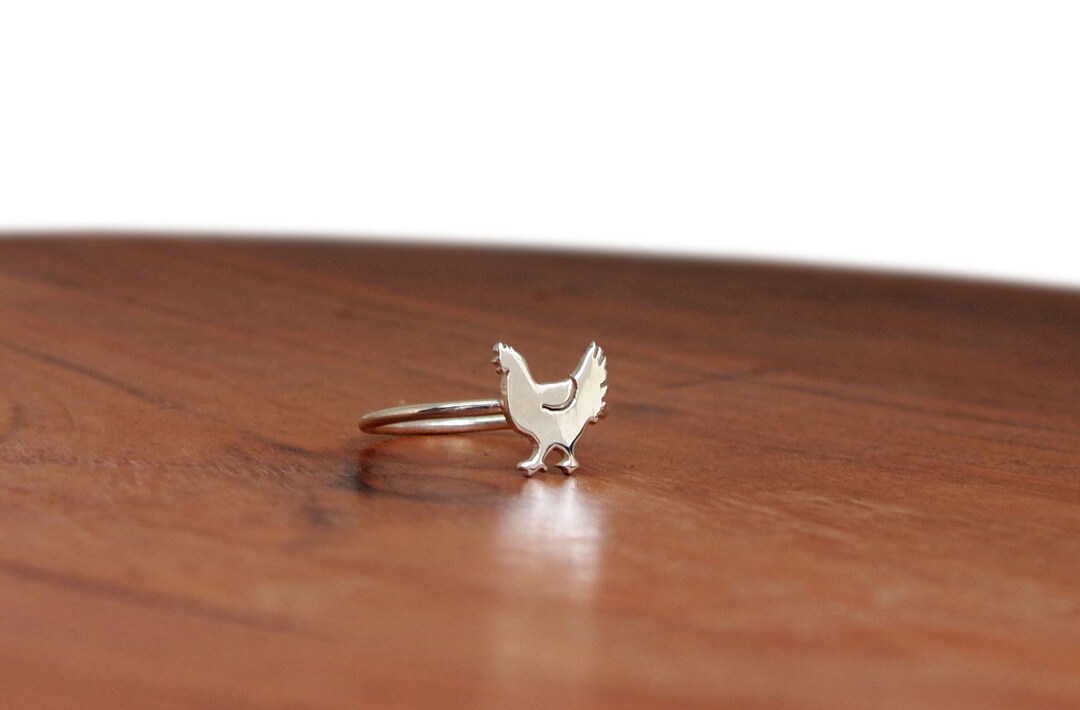 Chicken Family.sterling Silver Ring.hen.rooster.chick.egg.stacking Ring ...