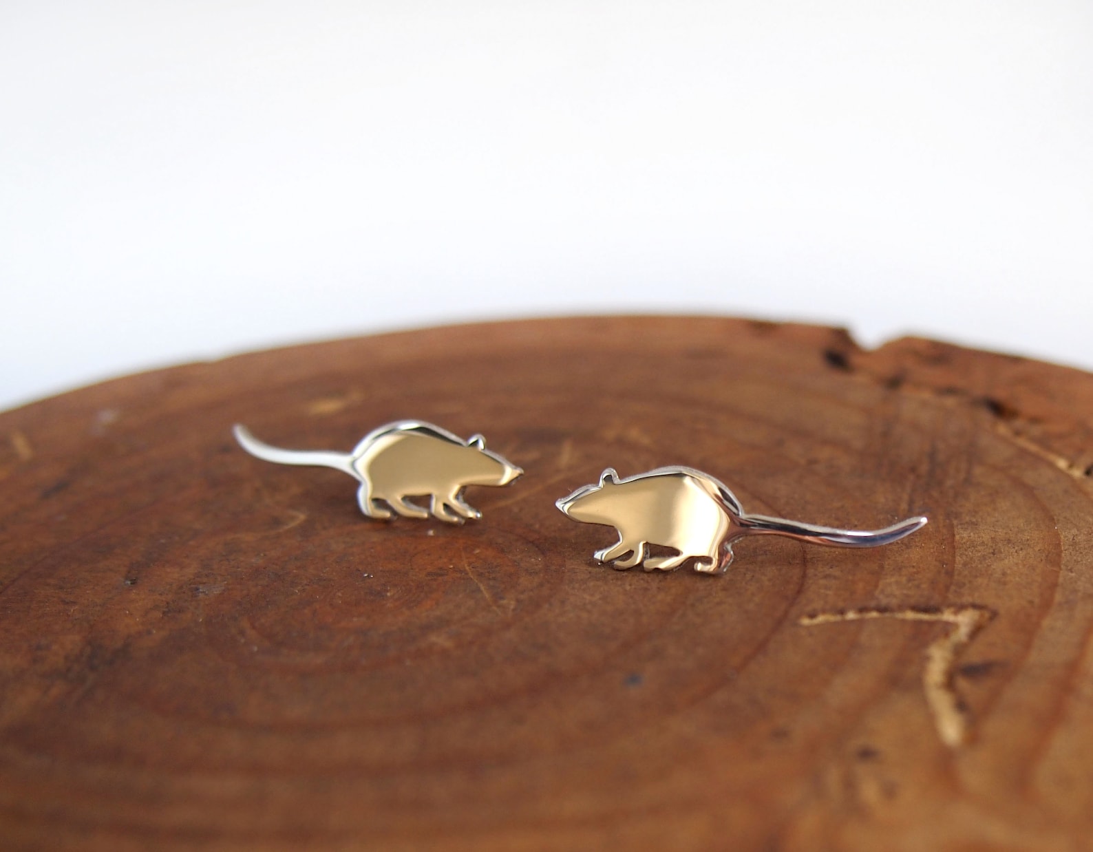 Rat earrings.Sterling silver stud.Year of the rat.Zodiac | Etsy