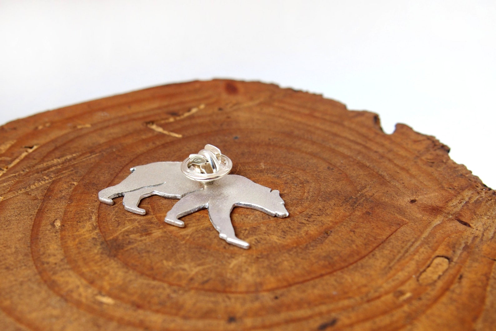 Bear lapel pin.Mama bear.Polar bear.Sterling silver | Etsy