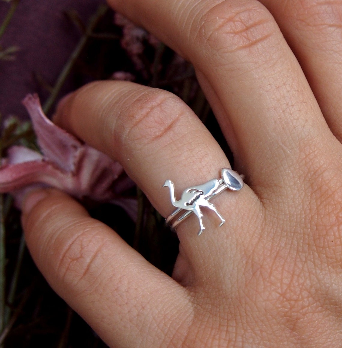 Ostrich.Stering silver ring.Mother and baby.Pregnancy | Etsy