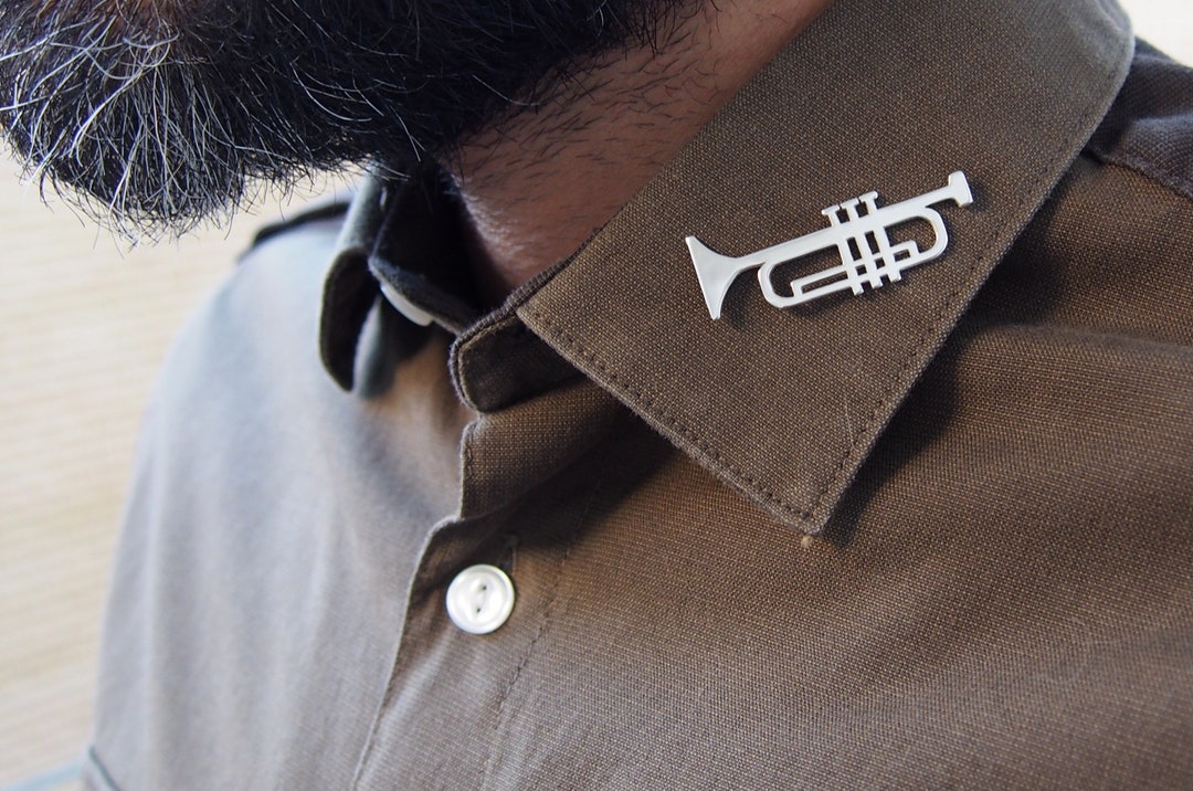 Trumpet Pin.sterling Silver Pin.trumpet.trumpet Brooch.lapel Pin ...
