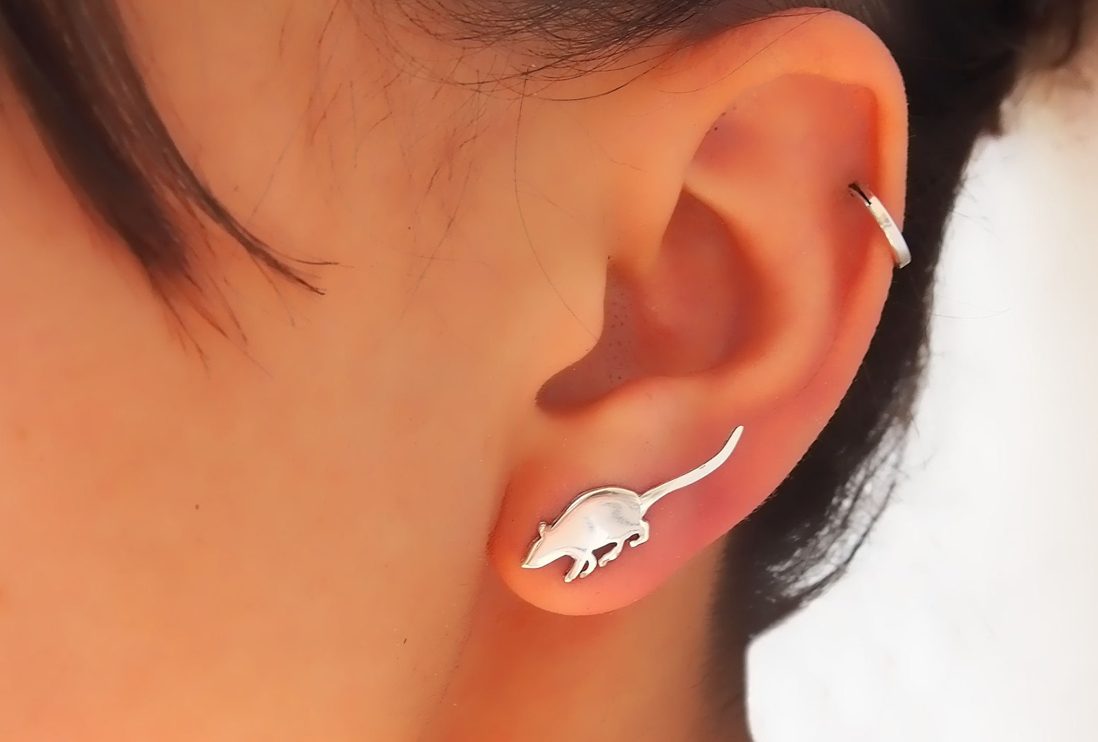 Rat earrings.Sterling silver stud.Year of the rat.Zodiac | Etsy