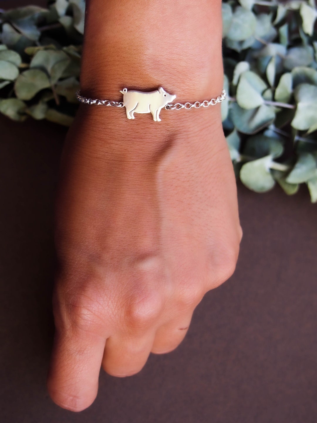 Pig Bracelet. Pig Anklet.sterling Silver. Pig Jewelry. Piggy. Piglet ...