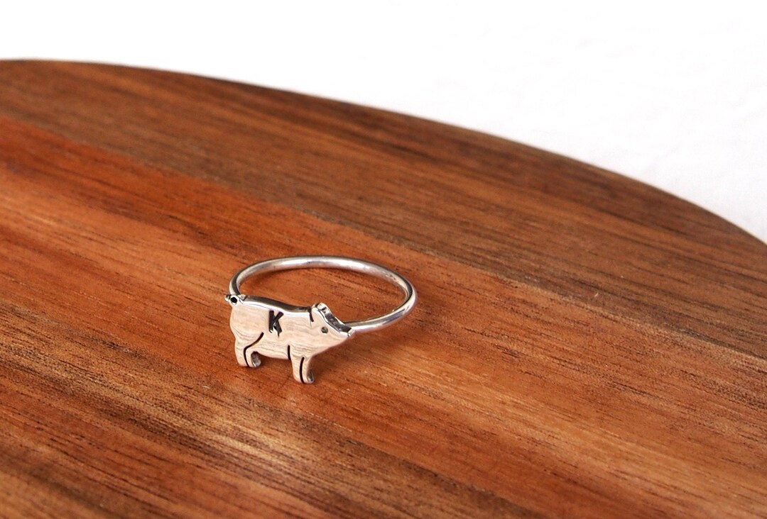Sterling Silver Pig Ring: Handmade Stacking Jewelry - Etsy