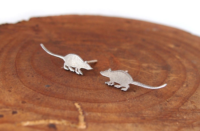 Rat earrings.Sterling silver stud.Year of the rat.Zodiac | Etsy