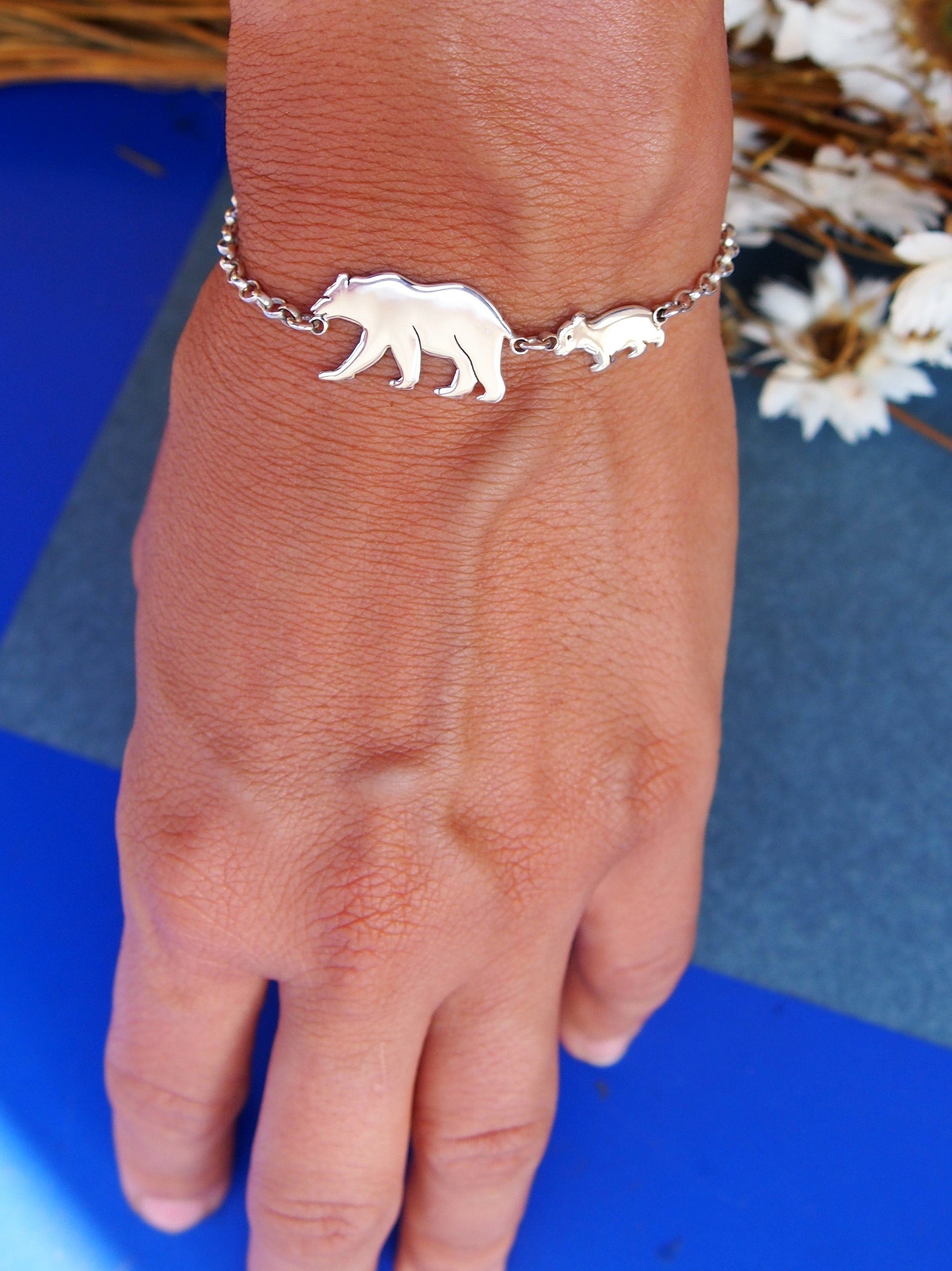 Bear Bracelet. Sterling Silver Bear. Animal Spirit. Mama Bear. - Etsy UK