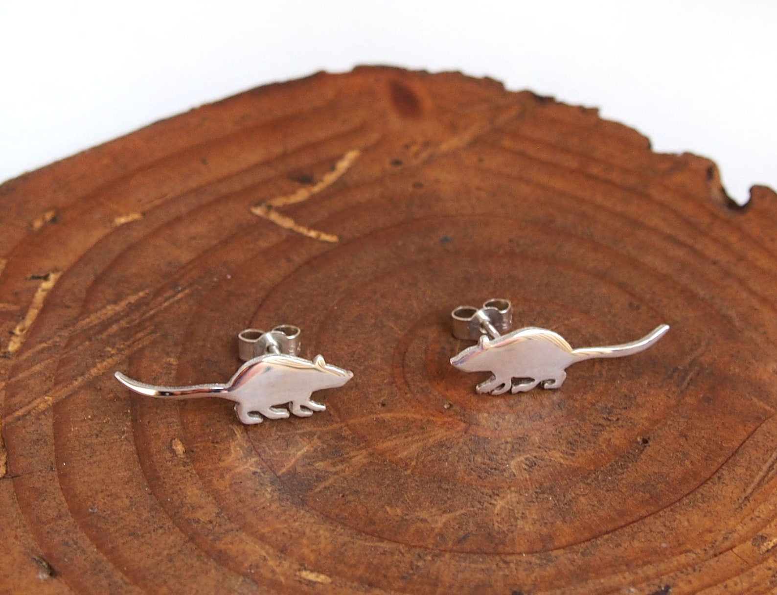 Rat earrings.Sterling silver stud.Year of the rat.Zodiac | Etsy